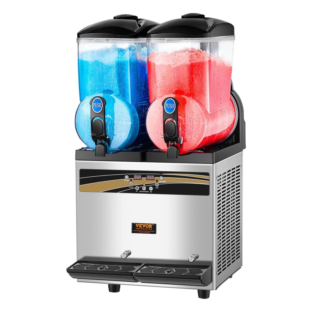 Commercial Dual-Tank Frozen Drink Machine & Slushie Maker, 15L x2 Tanks ...