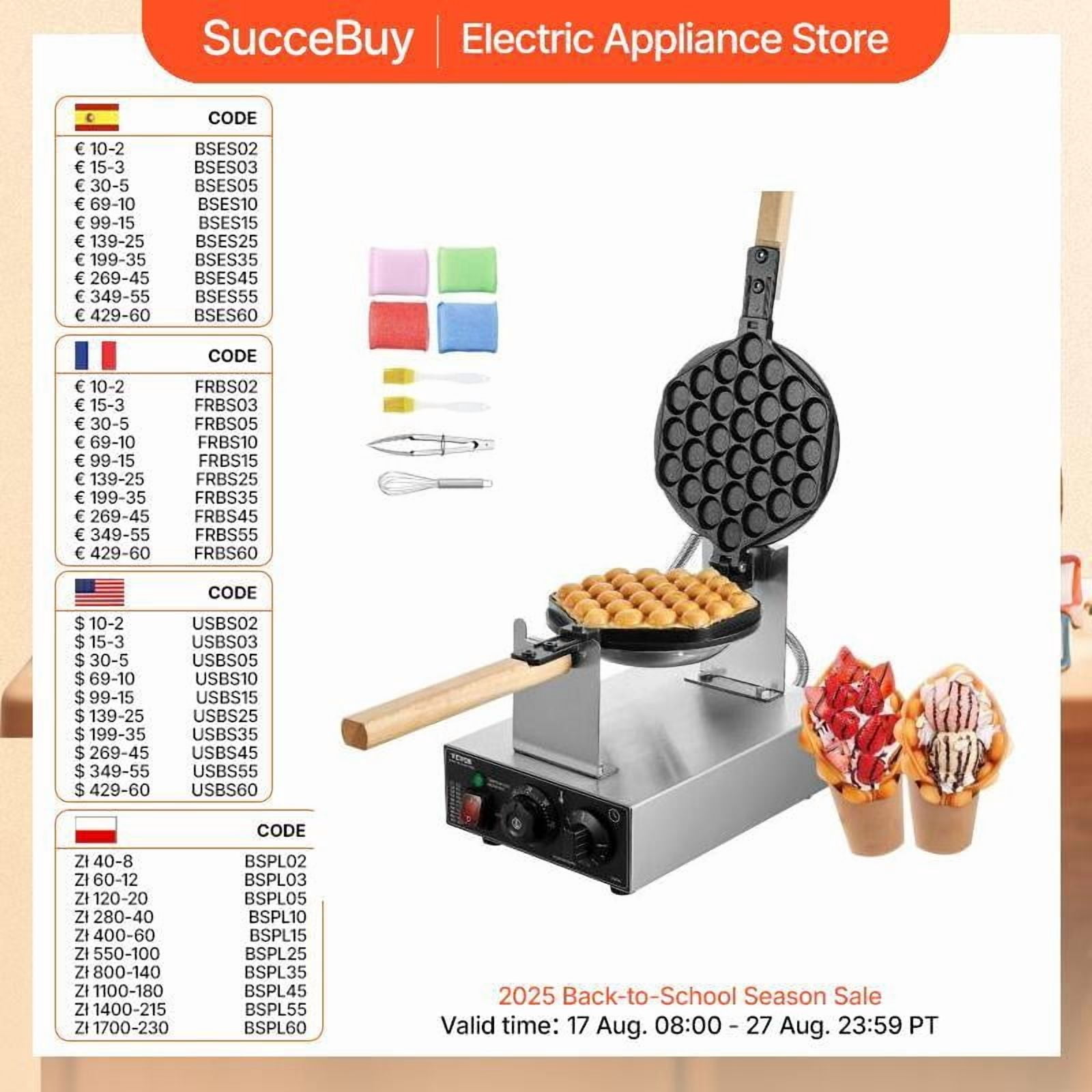 Commercial Egg Bubble Waffle Maker 1400W Non-Stick Stainless Steel ...