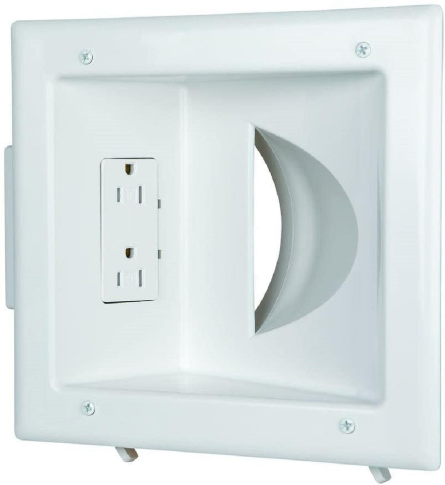 Commercial Electric White 1-Gang Duplex Cable Electrical Outlet ...