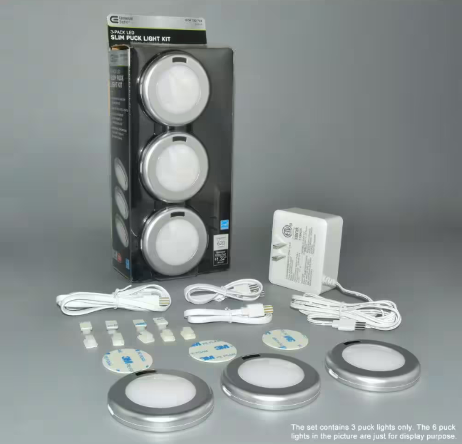 Commercial Electric 3-Light LED Puck Light Kit Silver - Walmart.com