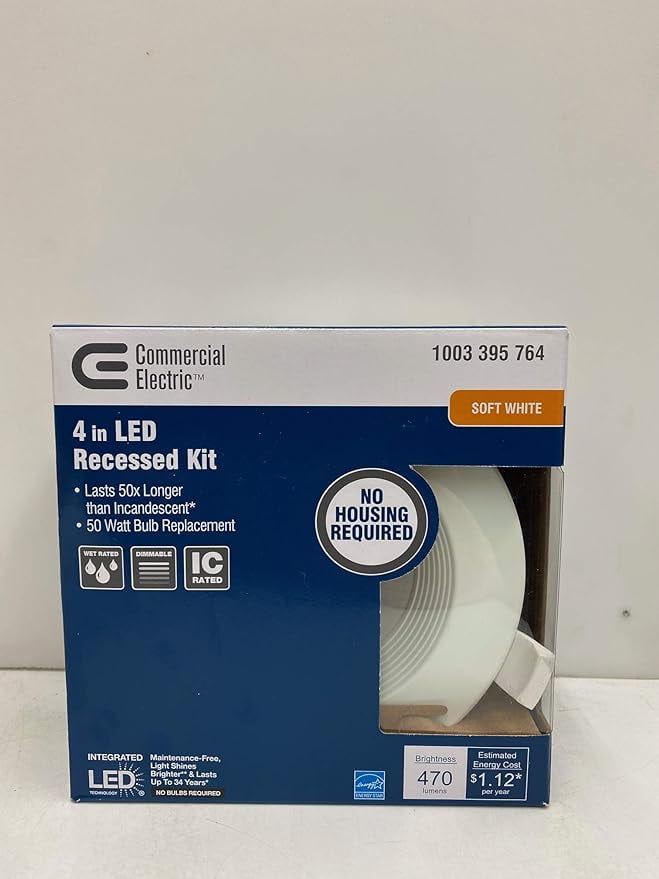Commercial Electric 4 in. LED Recessed Kit - Soft White - Walmart.com