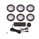 Commercial Electric 6-Light Under Black Puck Kit with Touch Dimmer ...