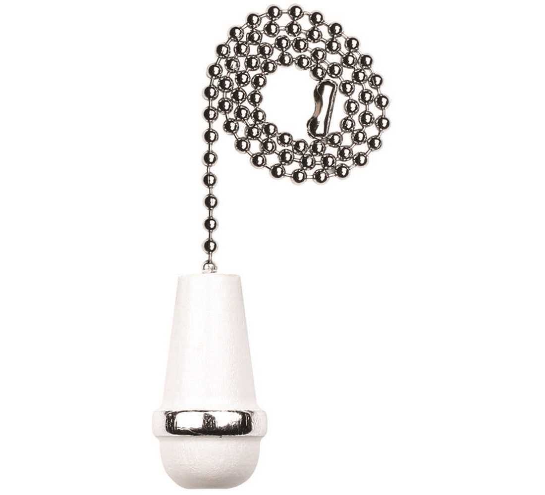 Commercial Electric 82395 White and Chrome Wooden Cone Pull Chain ...