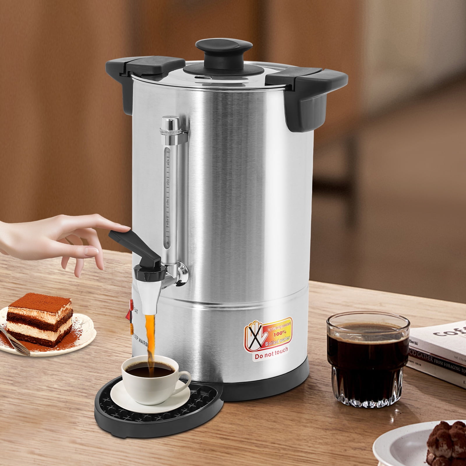Commercial Electric Coffee Pot, 8L Hot Water Dispenser, Stainless Steel ...