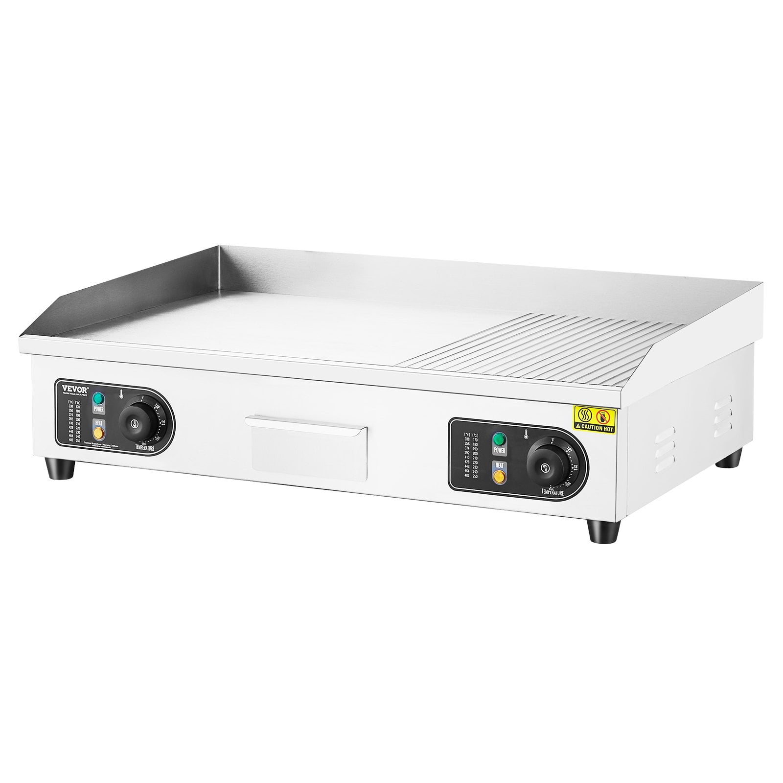 Commercial Electric Griddle, 2800W Countertop Half-Flat Top Grill, 122 ...