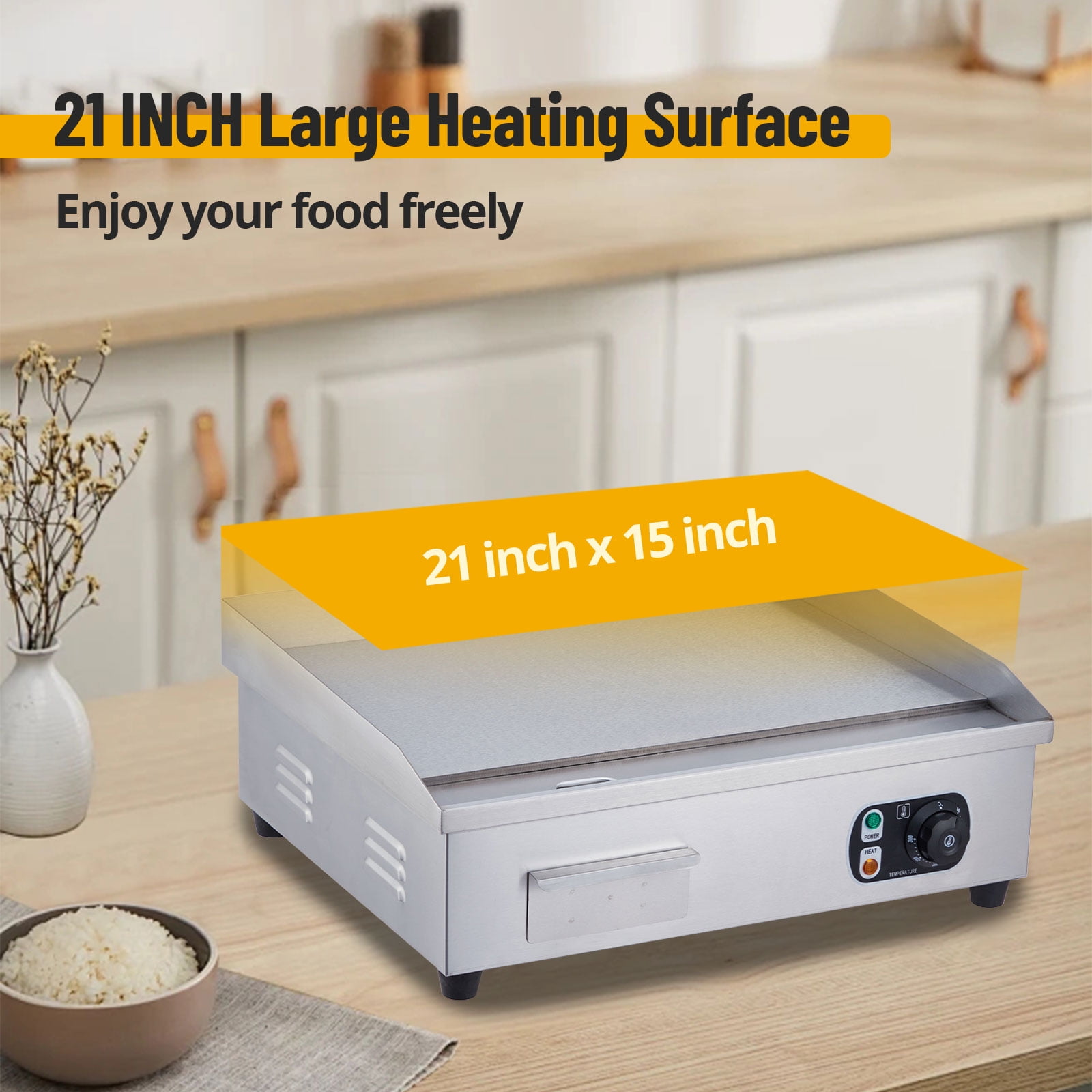 Commercial Electric Griddle with Adjustable Thermostatic Control 122°F ...