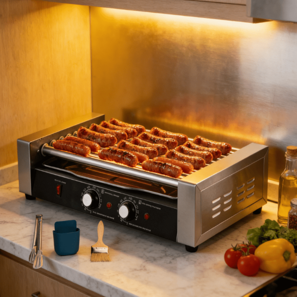 Commercial Electric Hotdog Grilling Cooker 7 Rollers for 18 Hotdogs ...