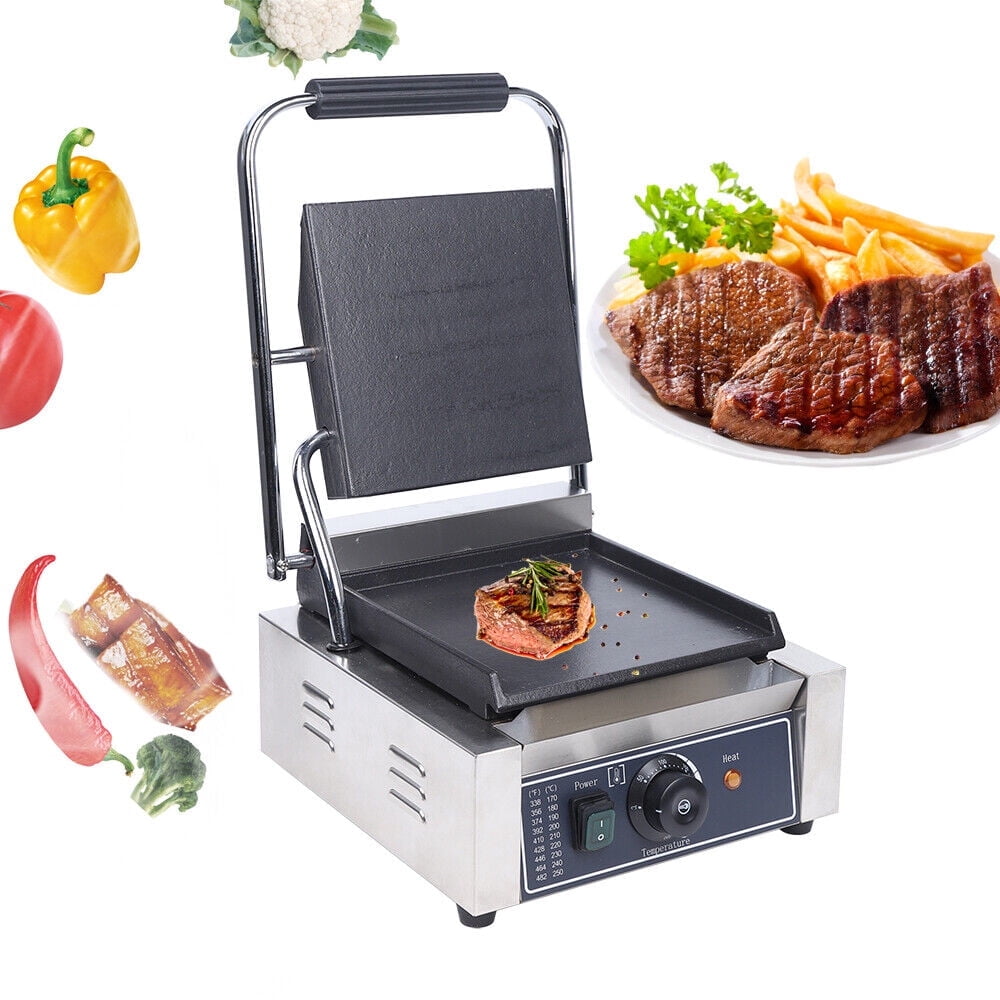 Commercial Electric Panini Press Grill Griddle Plate Non-stick Sandwich ...