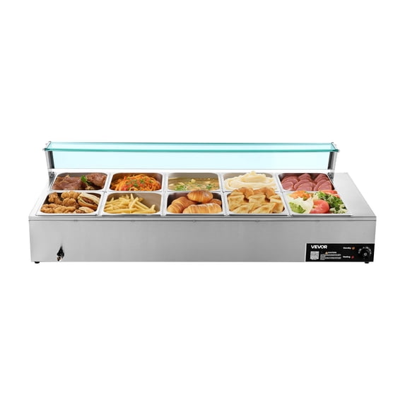 Commercial Electric Steam Food Warmer, 1700W 10-Pan Stainless Steel ...