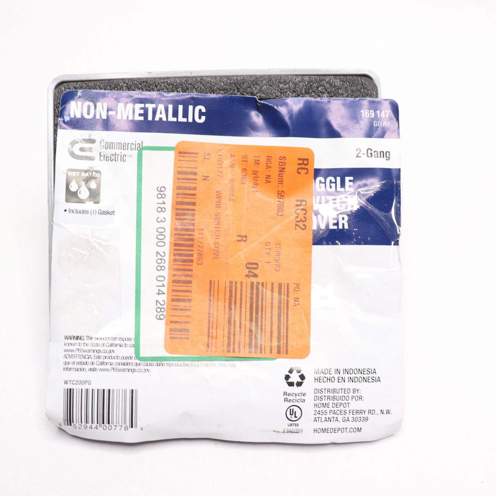 Commercial Electric Toggle Switch Cover 2-Gang Non-Metallic Gray ...