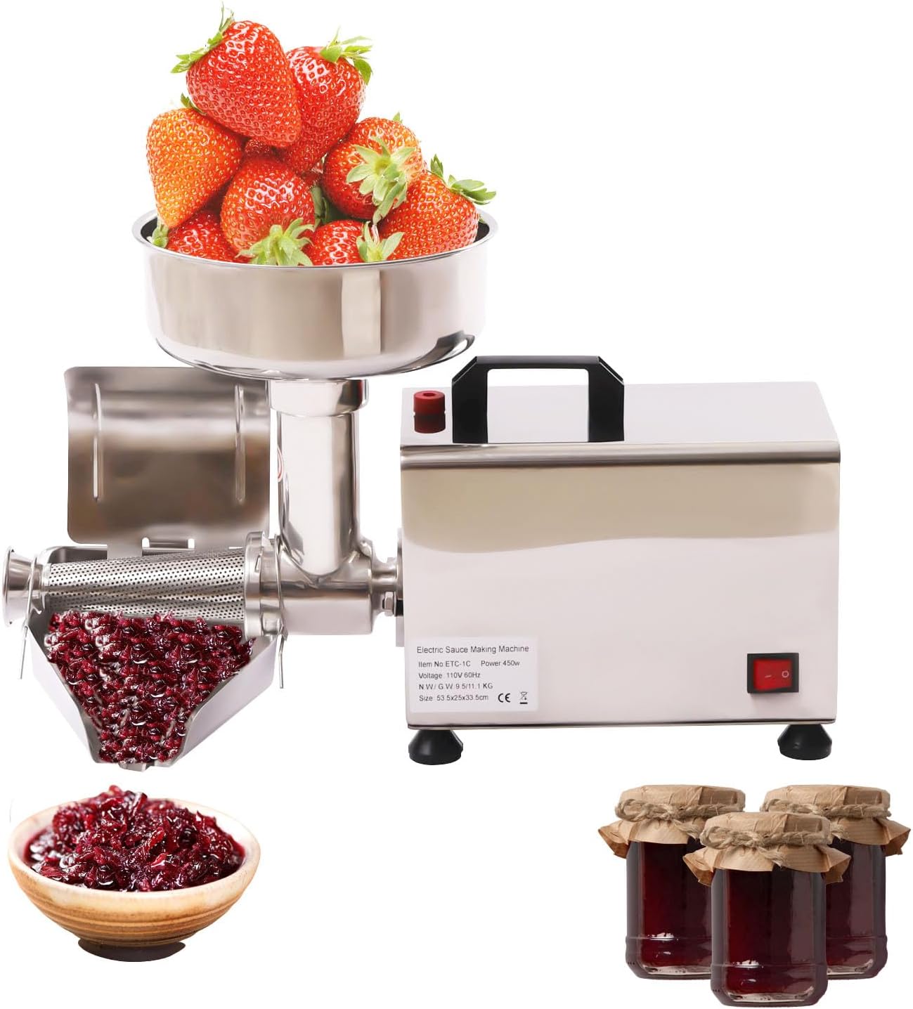 Commercial Electric Tomato Strainer Machine, 110V Food Milling Press ...