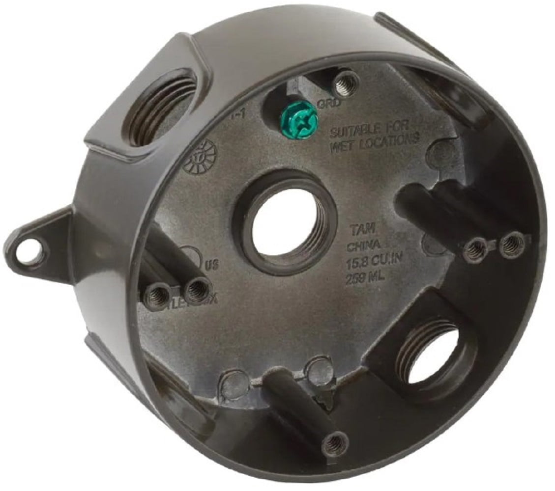 Commercial Electric WRB550B Round Weatherproof Box 1/2 in. Bronze 5 ...