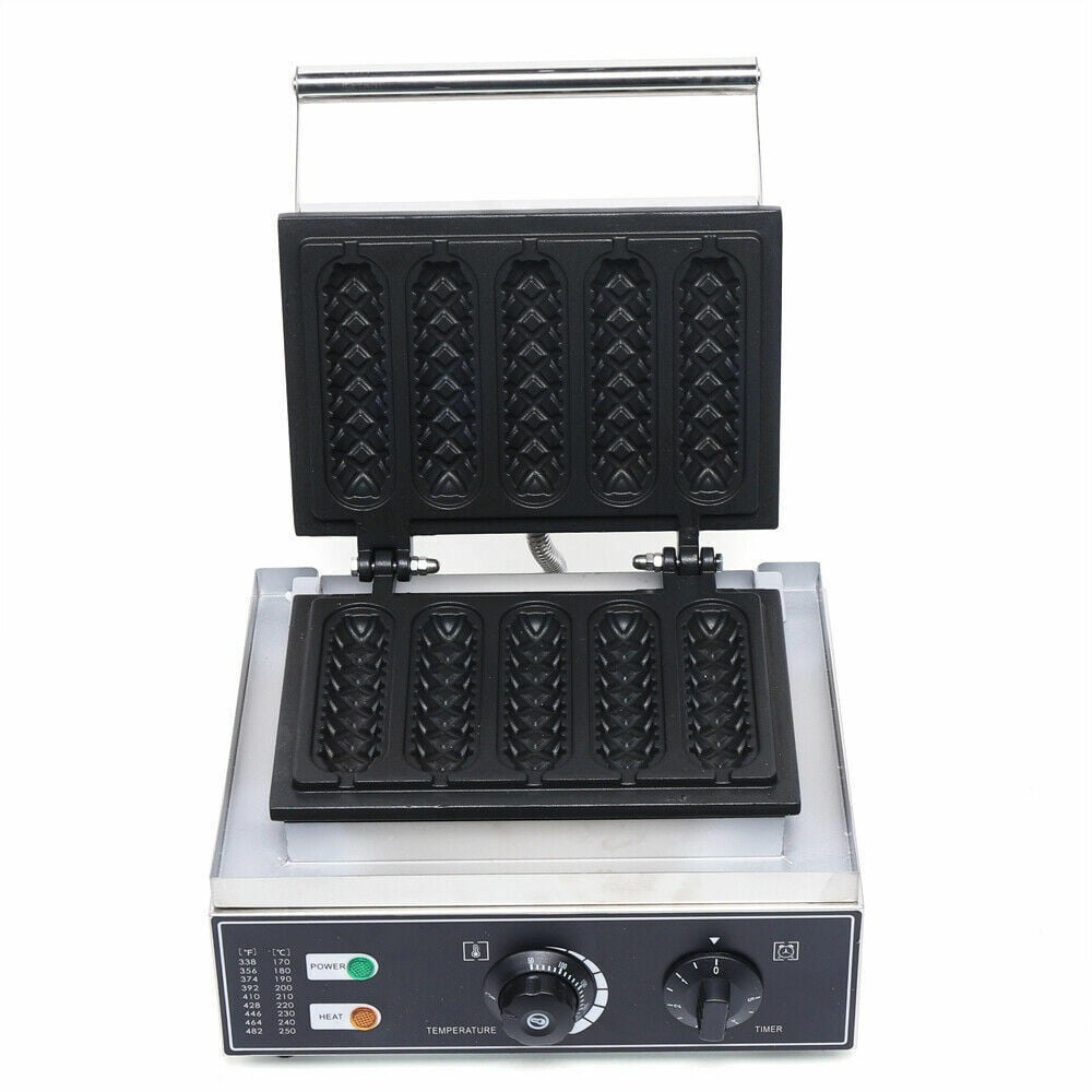 Commercial Electric Waffle Maker Cooking Baker 5 Lolly Nonstick Hot Dog ...