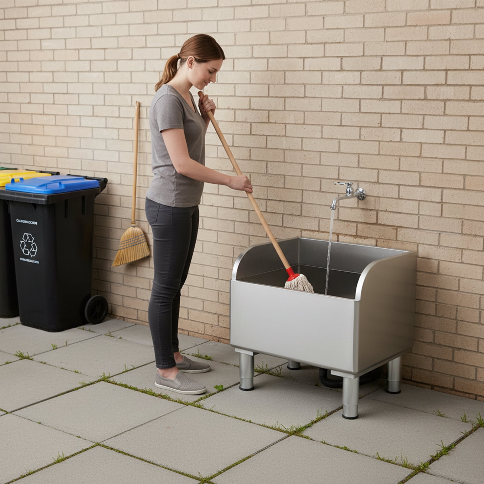 Commercial Floor Mop Sink, Stainless Steel Mop Service Basin, Utility ...