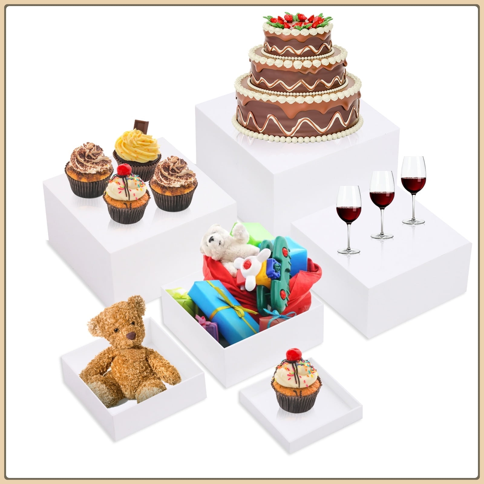 Commercial Food Display Risers 6PCS, Acrylic Cake Stands for Buffet ...