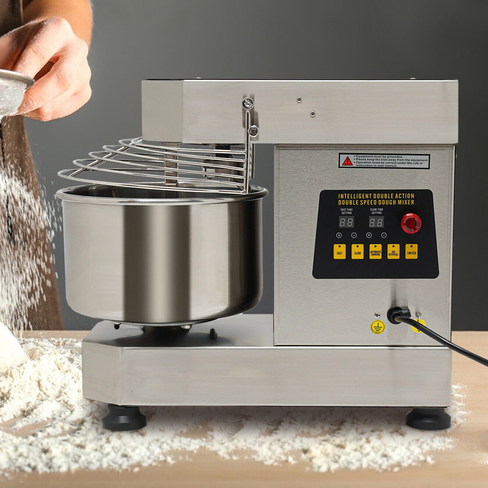 1 PCS Silver 750W Commercial Food Mixer Dual Rotating Dough Kneading ...