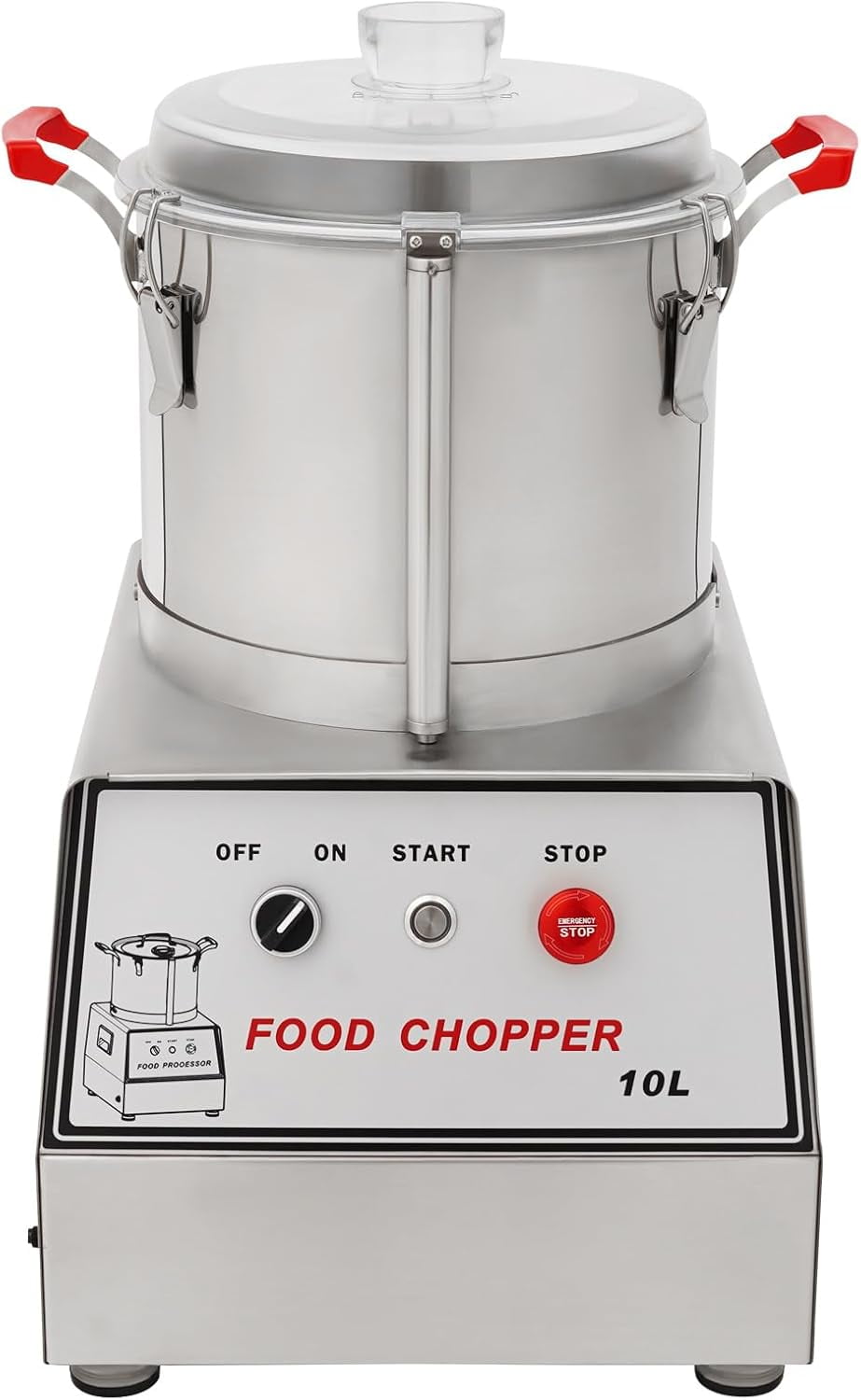 Commercial Food Processor, 10L 2.64Gal 1100W 1400RPM 201 Stainless ...