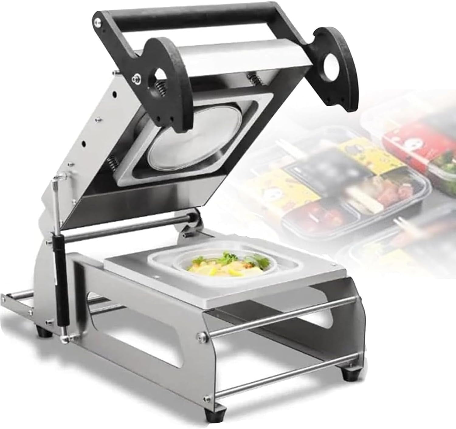 Commercial Food Tray Heat Sealing Machine, Takeaway Box Hand Pressure ...