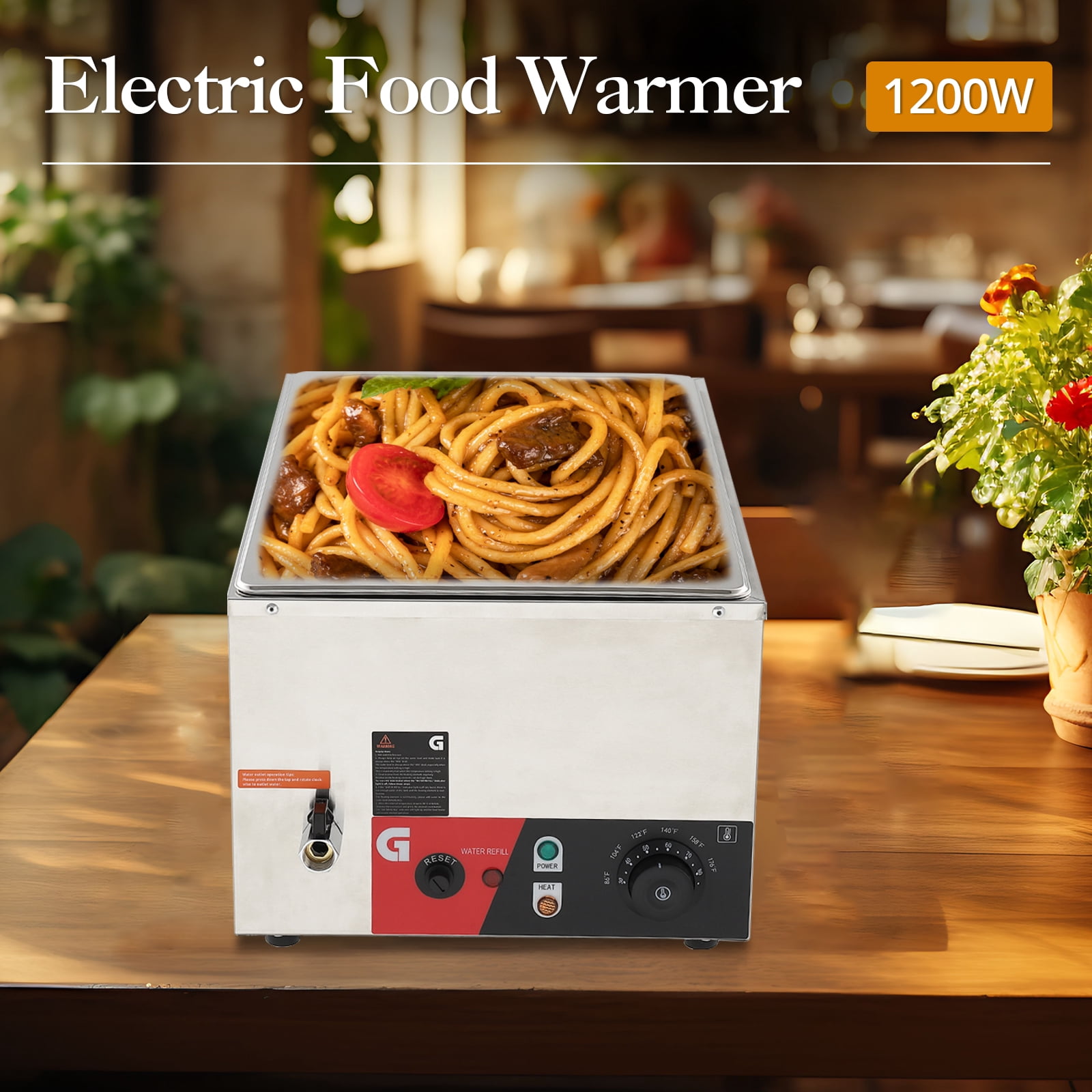 Commercial Food Warmer - 1/2/3/4/6 Pan Generous Capacity, 1200W ...