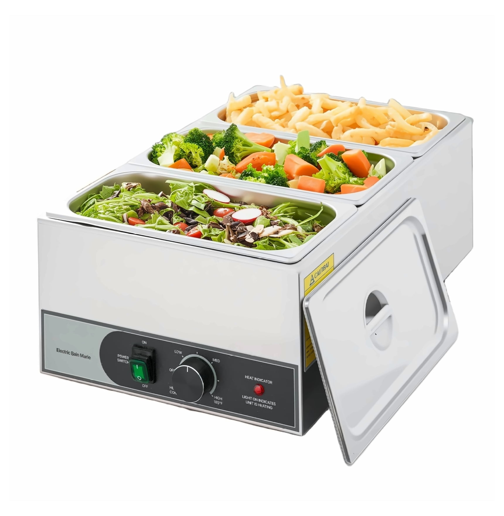 Commercial Food Warmer, 1200W Electric Stainless Steel Steam Food ...