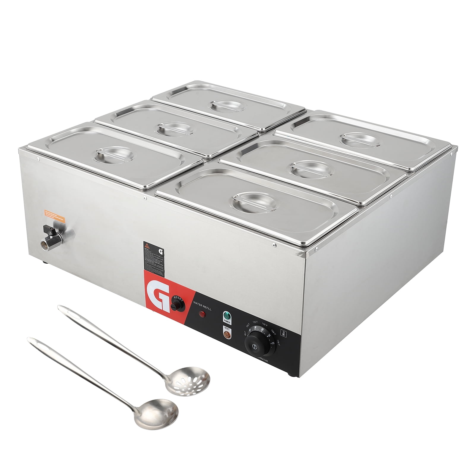 Commercial Food Warmer - 1200W Electric Steam Table, Professional ...