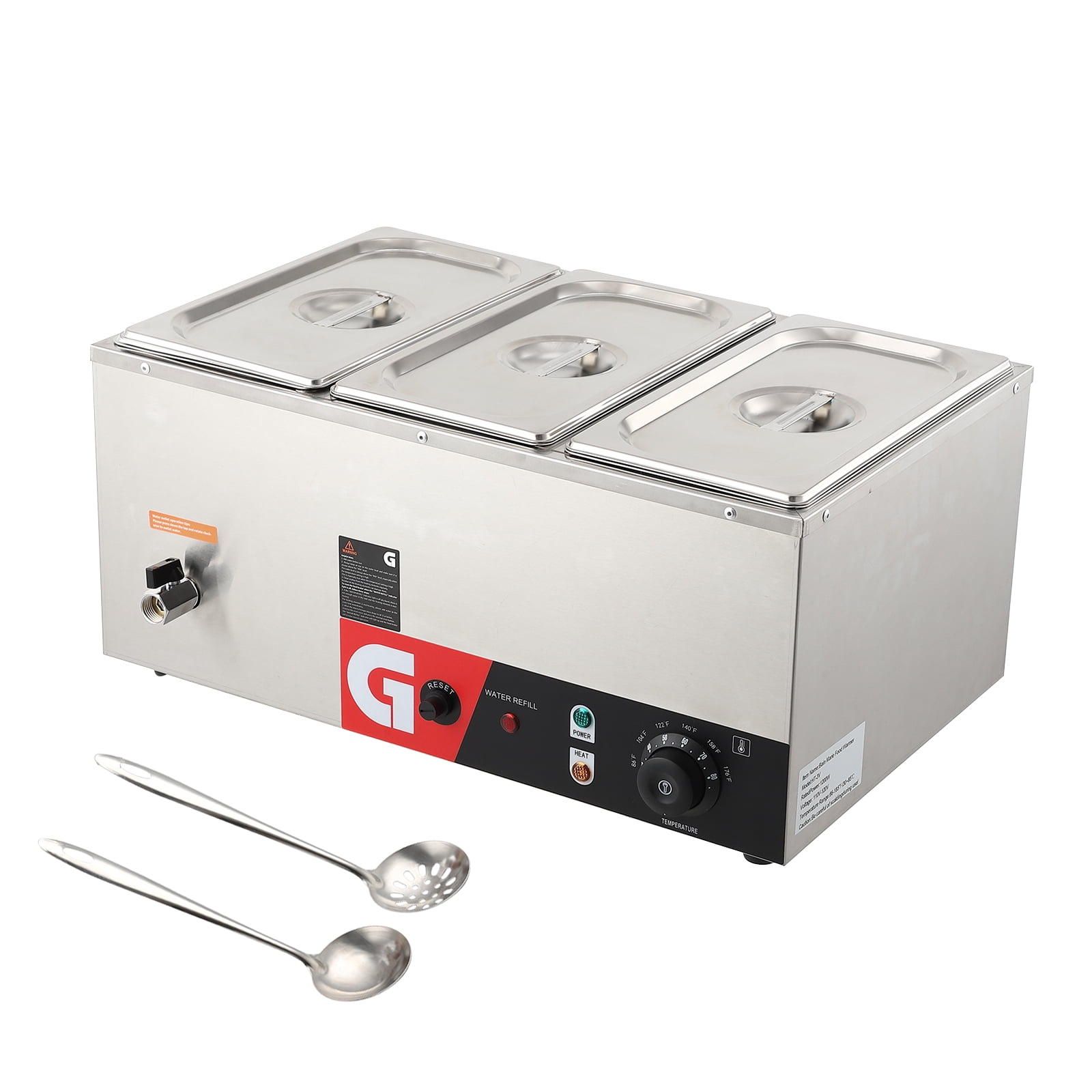 Commercial Food Warmer - 1200W Electric Steam Table, Professional ...