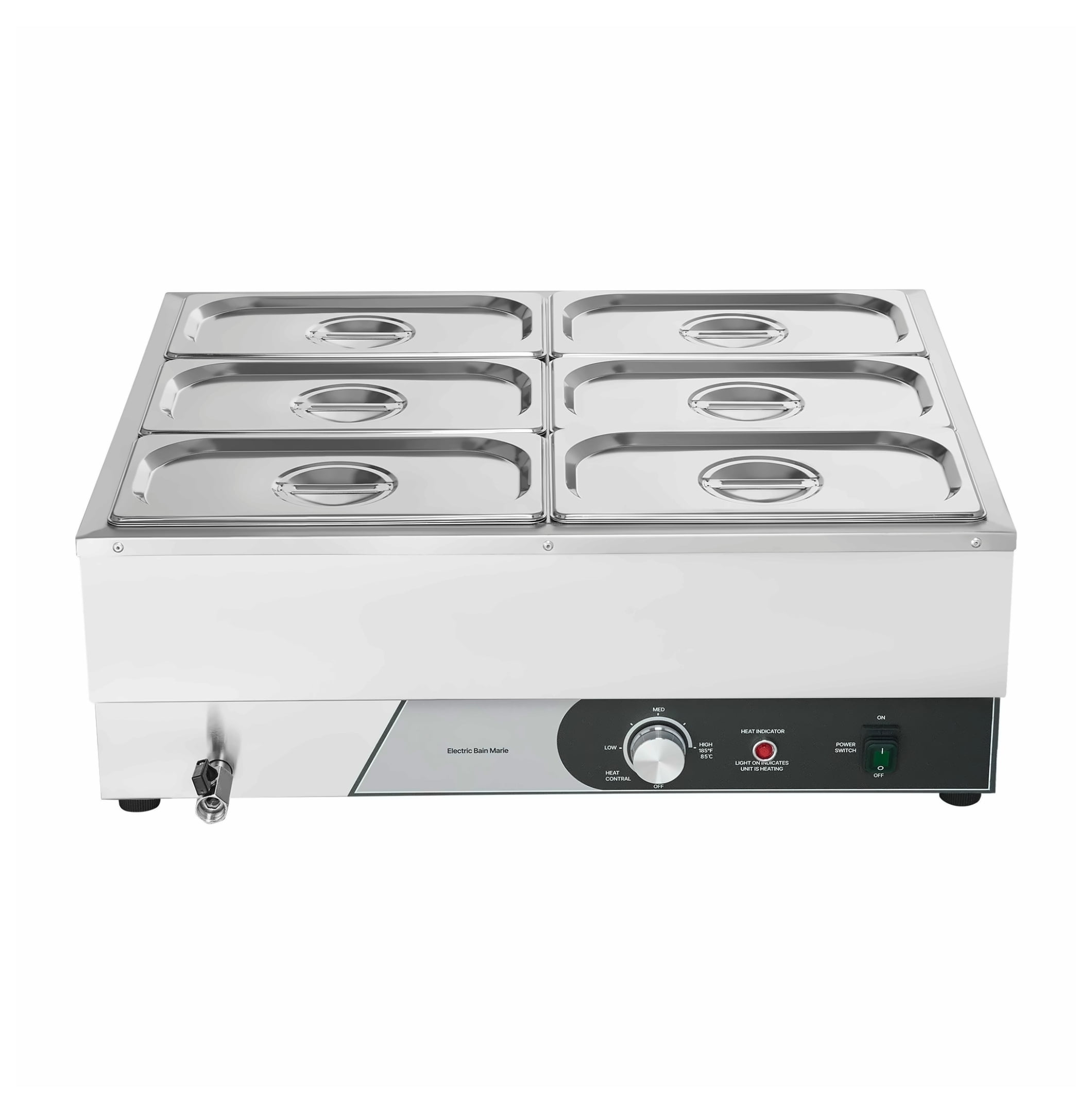 Commercial Food Warmer 1500W, Electric Steam Bain Marie with 6 Pans ...