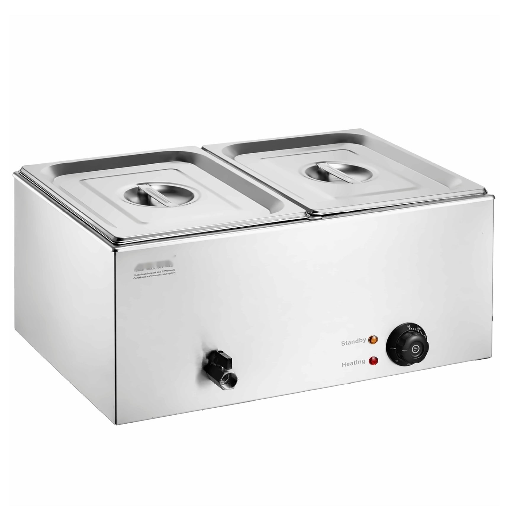 Commercial Food Warmer 2-Pan, 18QT Bain Marie Countertop Buffet ...