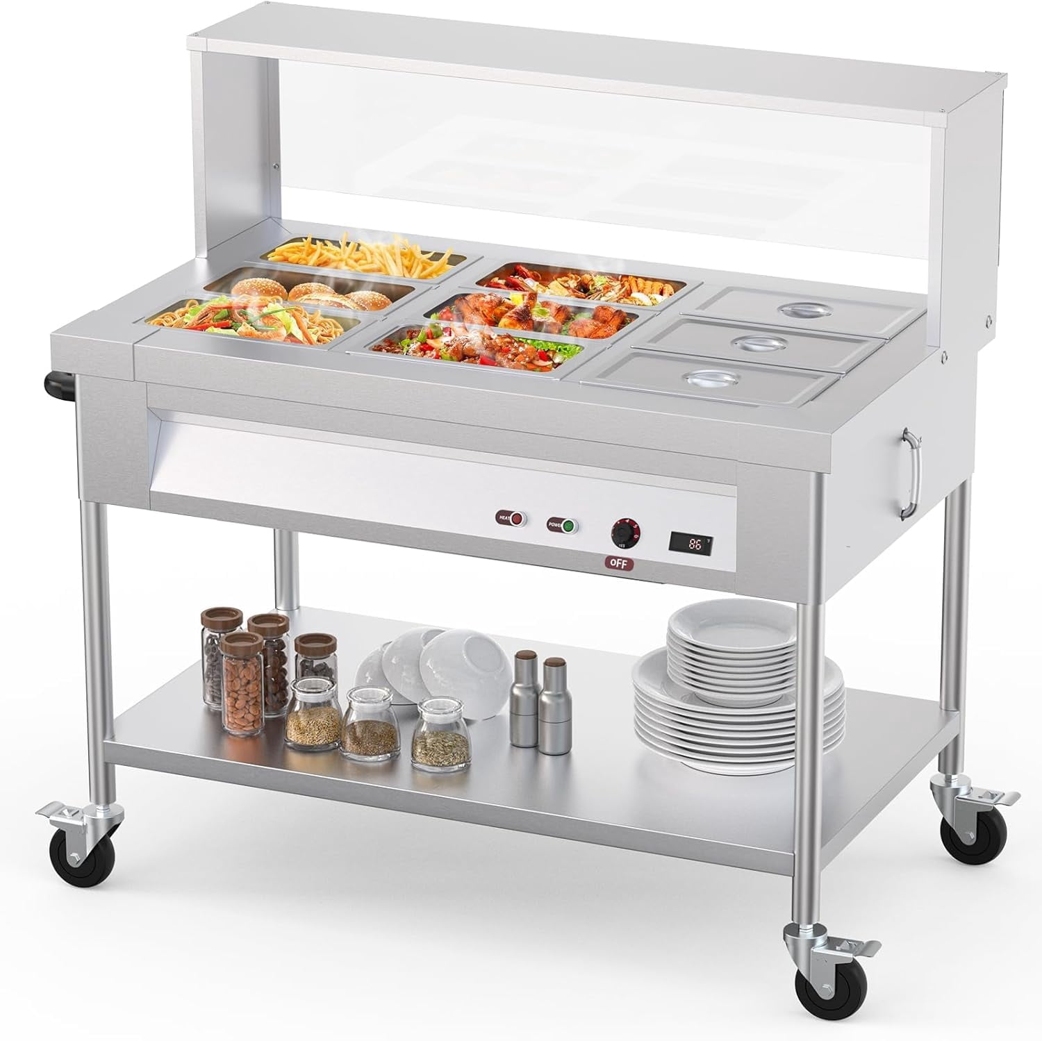 Commercial Food Warmer,9 Pans Electric Steam Table,9x8QT 1500W 110V ...