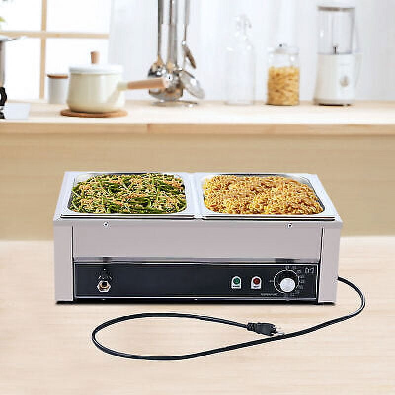 Commercial Food Warmer Buffet Steam Table Stainless Steel 2 Pan 6.5L ...