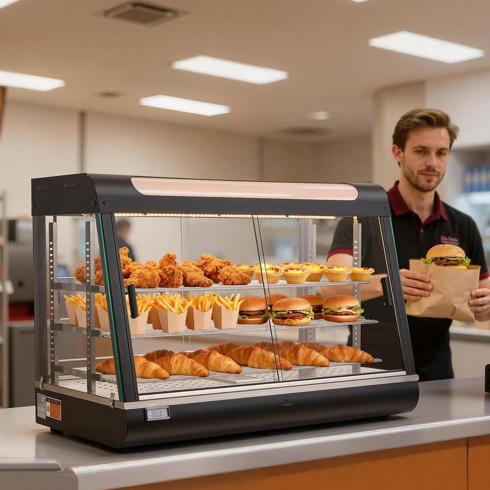 Commercial Food Warmer Display, 1400W 3-Tier Steam Heated Display ...