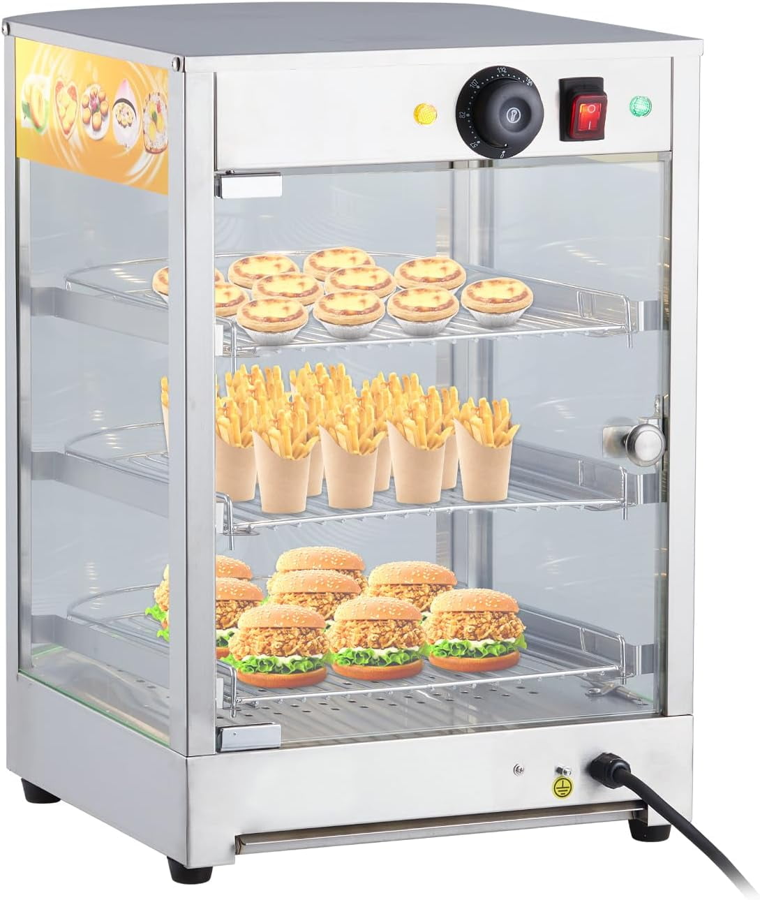 Commercial Food Warmer Display Cabinet, 14-inch 3-Tier, 800-Watt Pizza ...