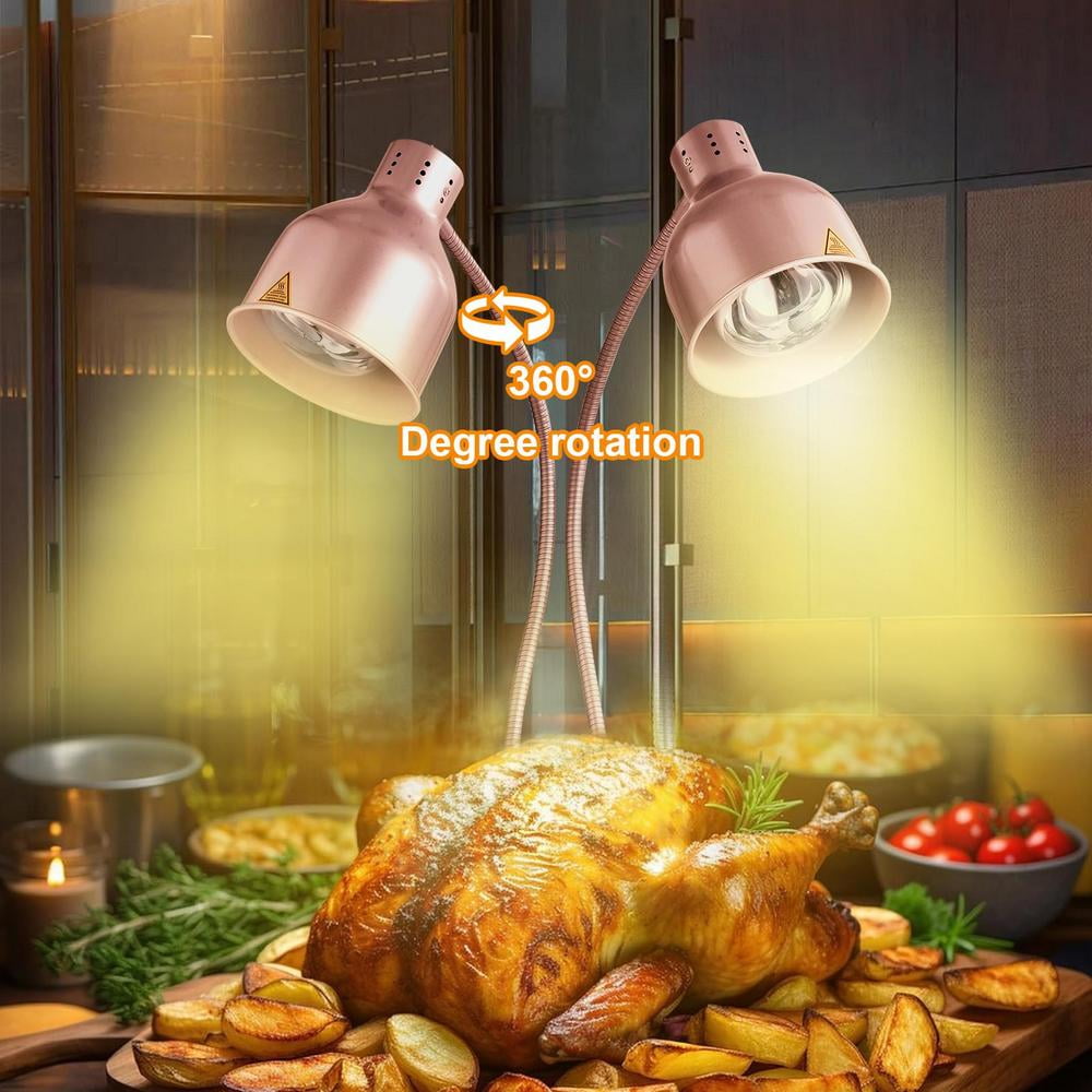 Commercial Food Warmer, Portable 2-Head Food Warmer Light, Freestanding ...