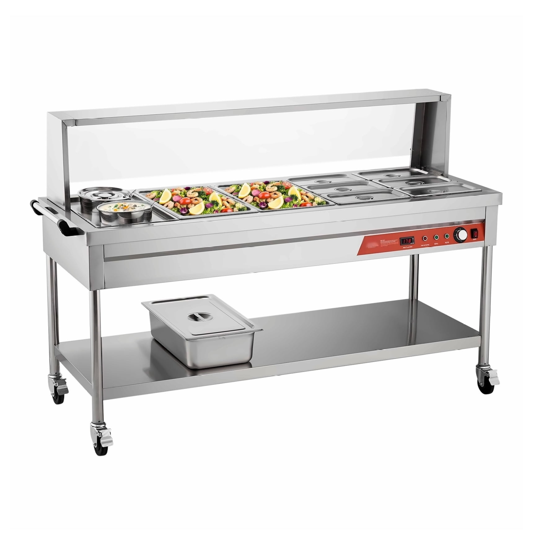 Commercial Food Warmer Steam Table - 8 Pans & 2 Pots, Stainless Steel ...