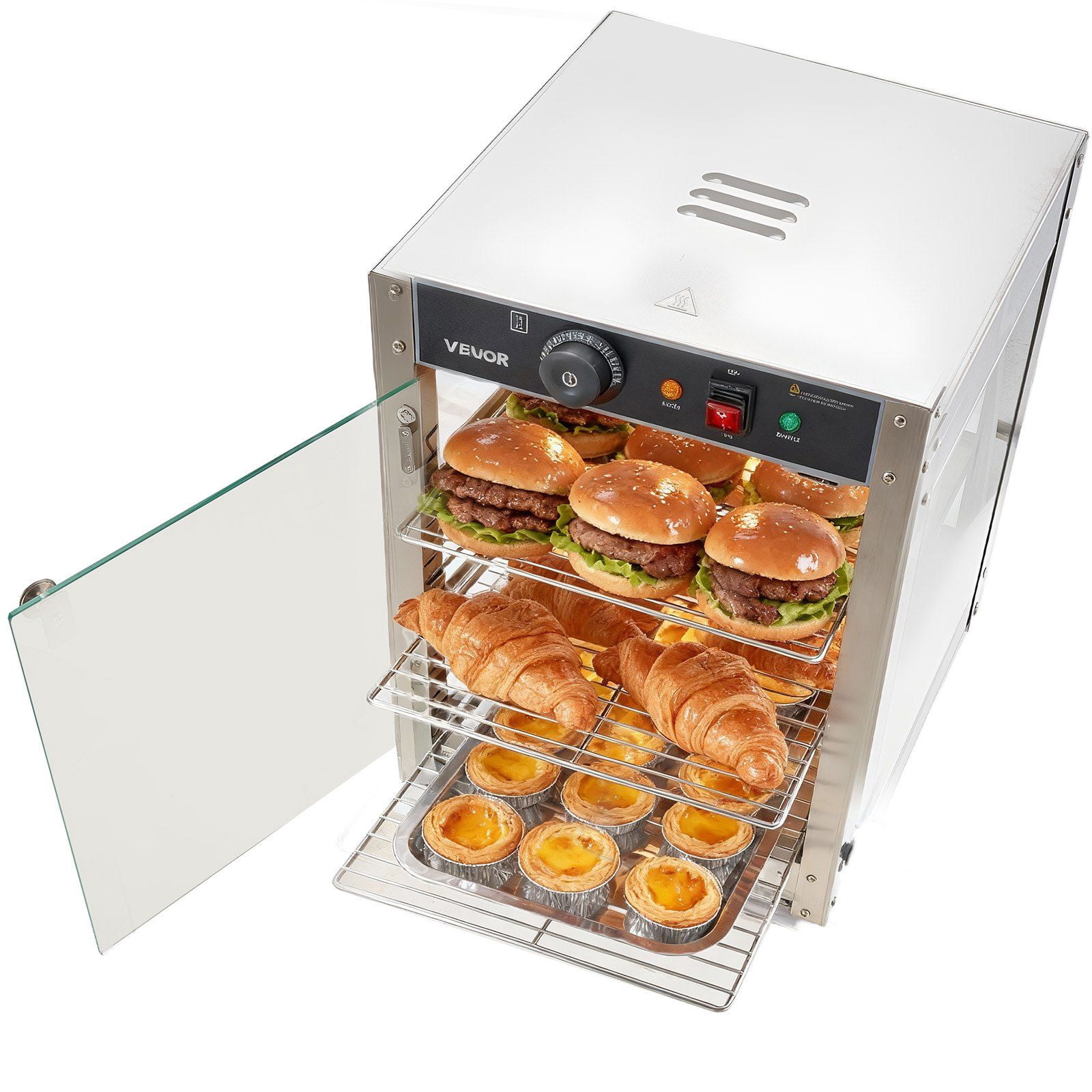 Commercial Food Warmer with LED Light, 800W Adjustable Stainless Steel ...