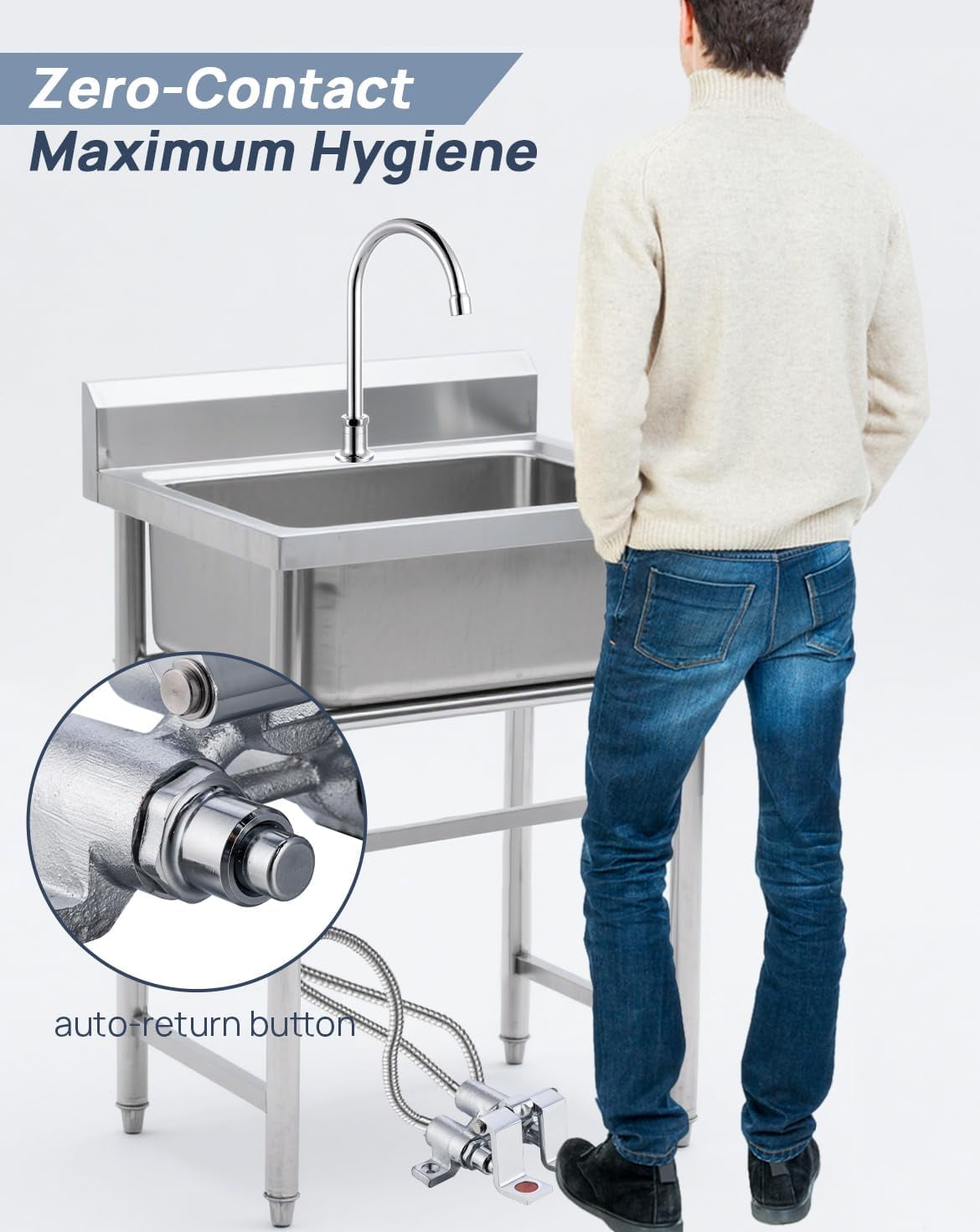 Commercial Foot-Operated Sink Valve – Heavy-Duty Brass Hands-Free ...