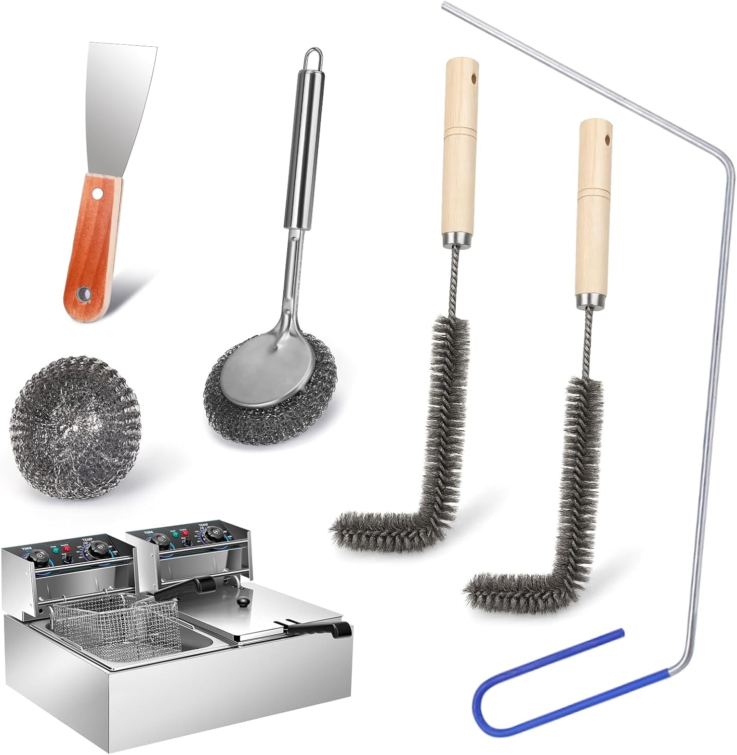 Commercial Fryer Cleaning Tools, Stainless Steel Electric Deep Fryer ...