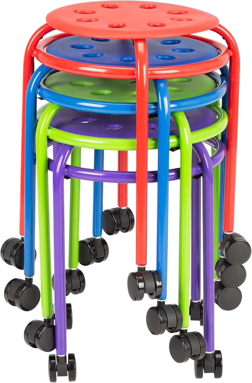 Commercial Furniture Colorful Mobile Stacking Stools with Wheels ...