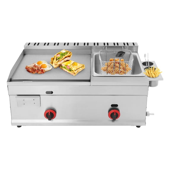 Commercial Gas Propane Flat Top Grill Griddle w/ Deep Fryer Multi ...