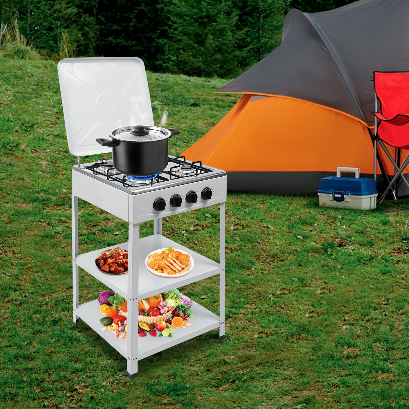 Commercial Gas Stove Stand, Non-slip Bottom, 4 Burners Gas Stove Set ...