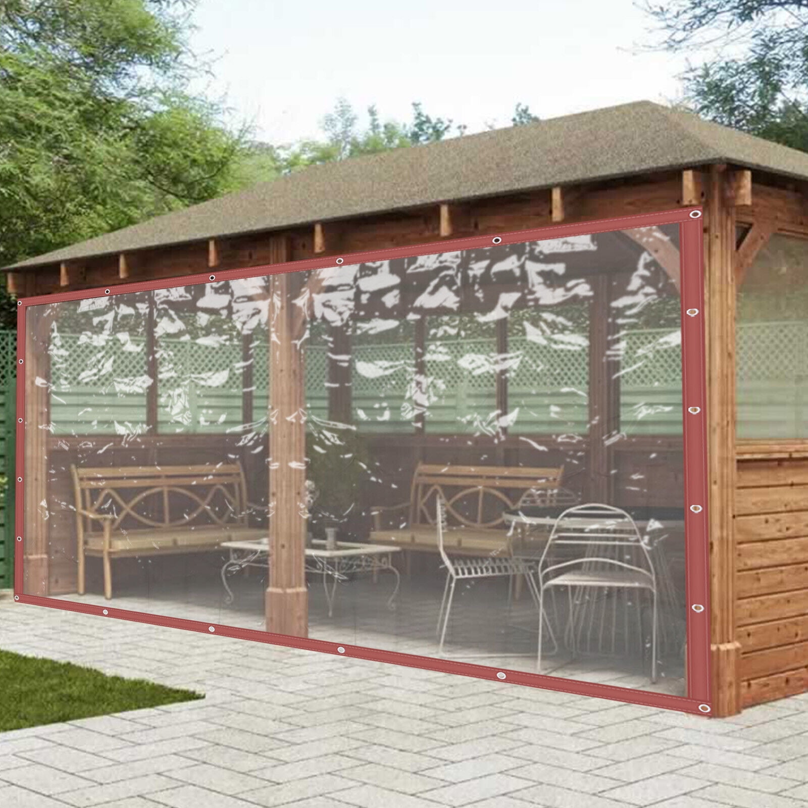 Waterproof Vinyl Clear Awning Canopy, 8*20FT Roll Up Patio Enclosure ...