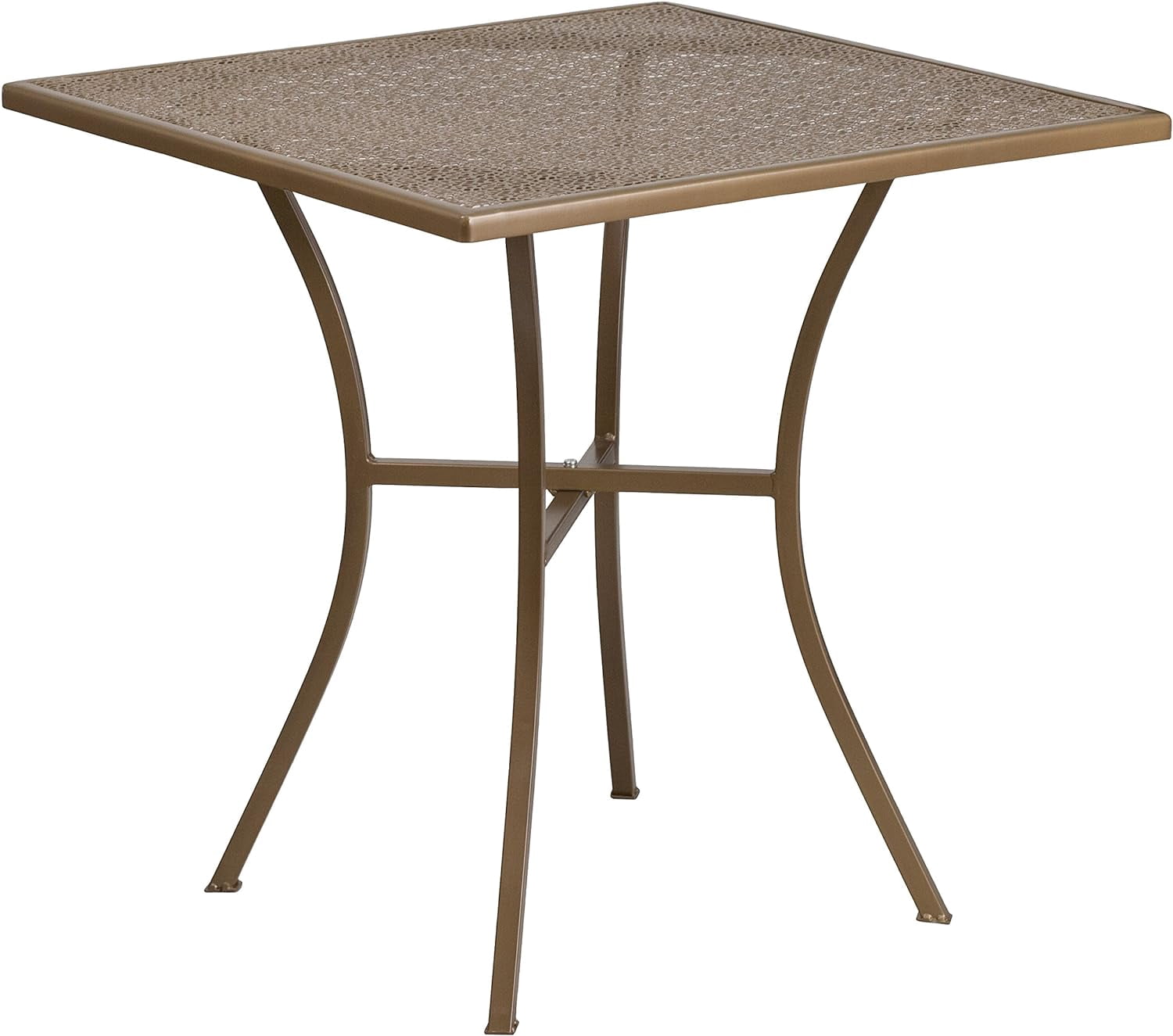 Commercial Grade 28" Square Gold Indoor-Outdoor Steel Patio Table ...