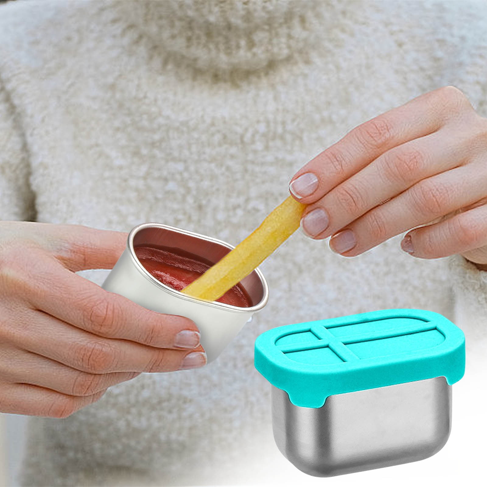 Commercial-Grade 304 Stainless Steel Airtight Condiment Cups – 3-in-1 ...