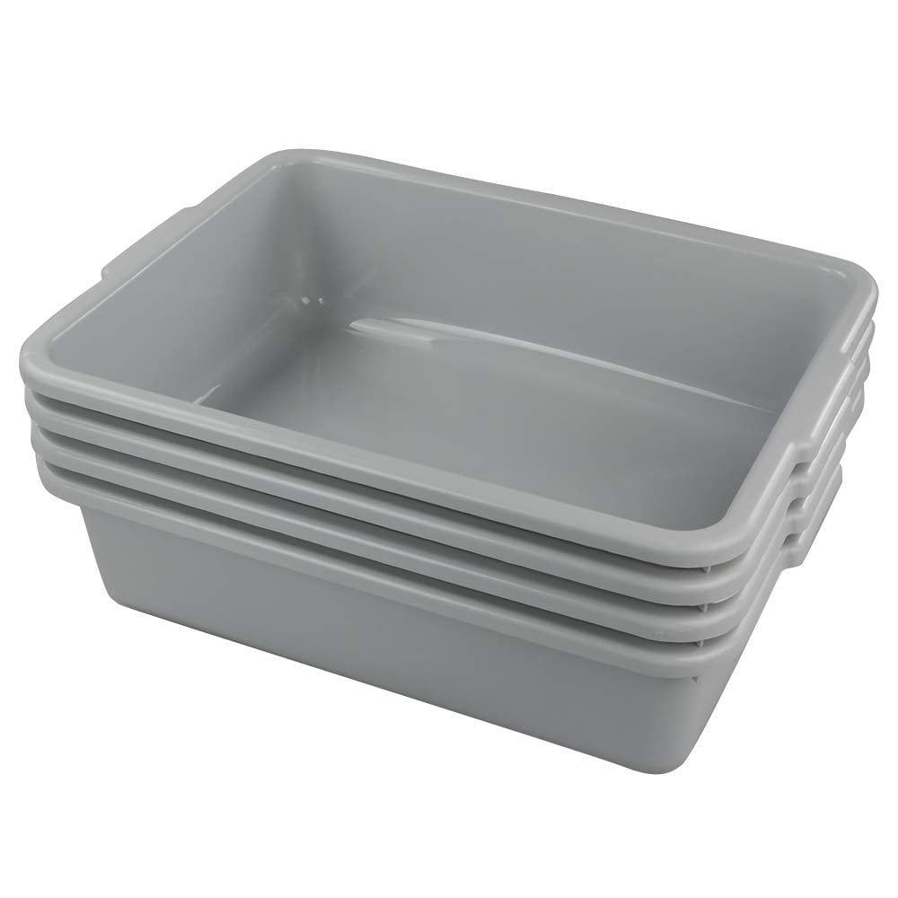 Commercial Grade 4-Pack Bus Tubs, 22L Plastic Tote Box for Restaurants ...