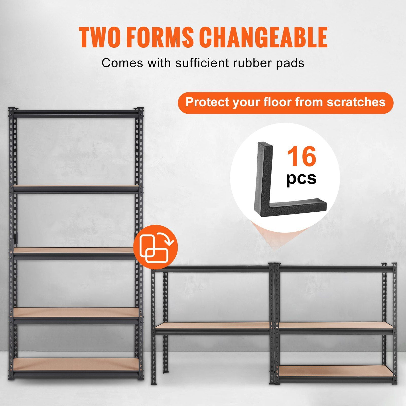 Commercial-Grade 5-Shelf Storage Unit, 2000 lbs Load Bearing, Black ...