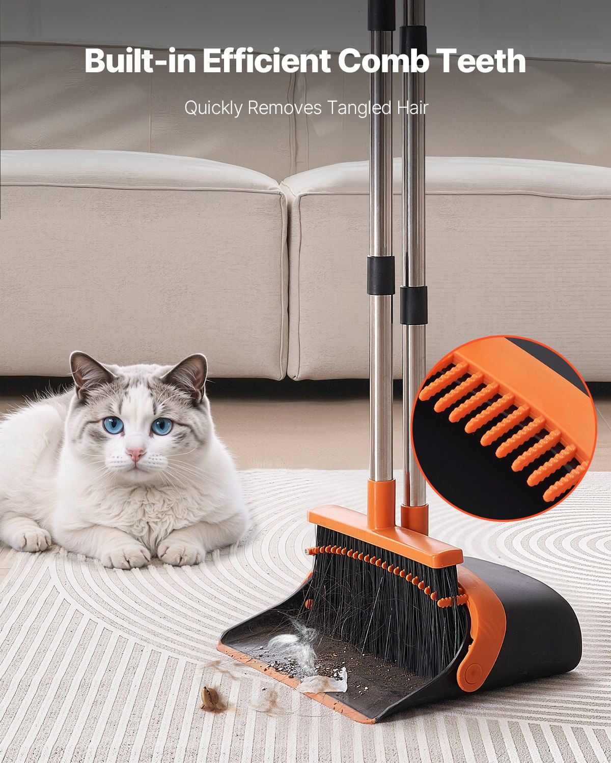 Commercial Grade Broom and Dustpan Set, Upright Standing Dustpan with ...