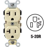 Commercial Grade Grounded Duplex Outlet 20A Ivory Leviton Outlet ...