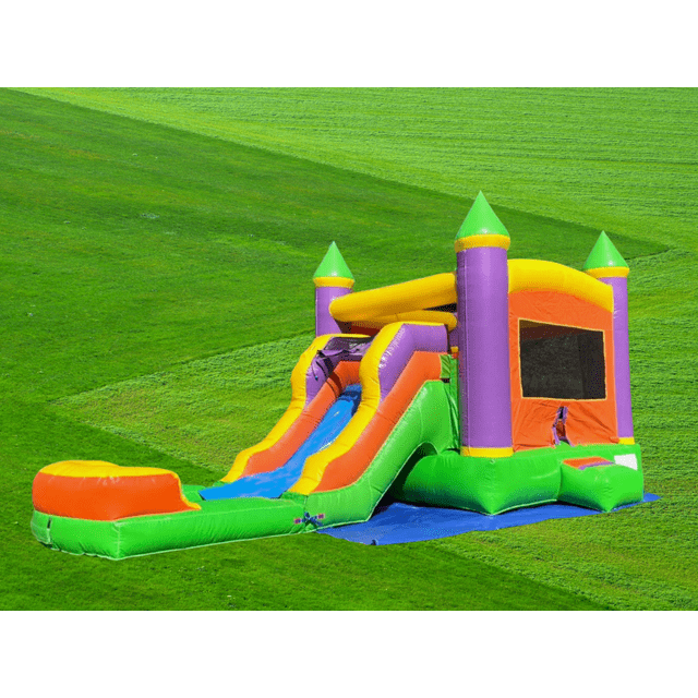 Commercial Inflatable Orange Purple Combo Bounce House Slide Pool 1.5HP ...