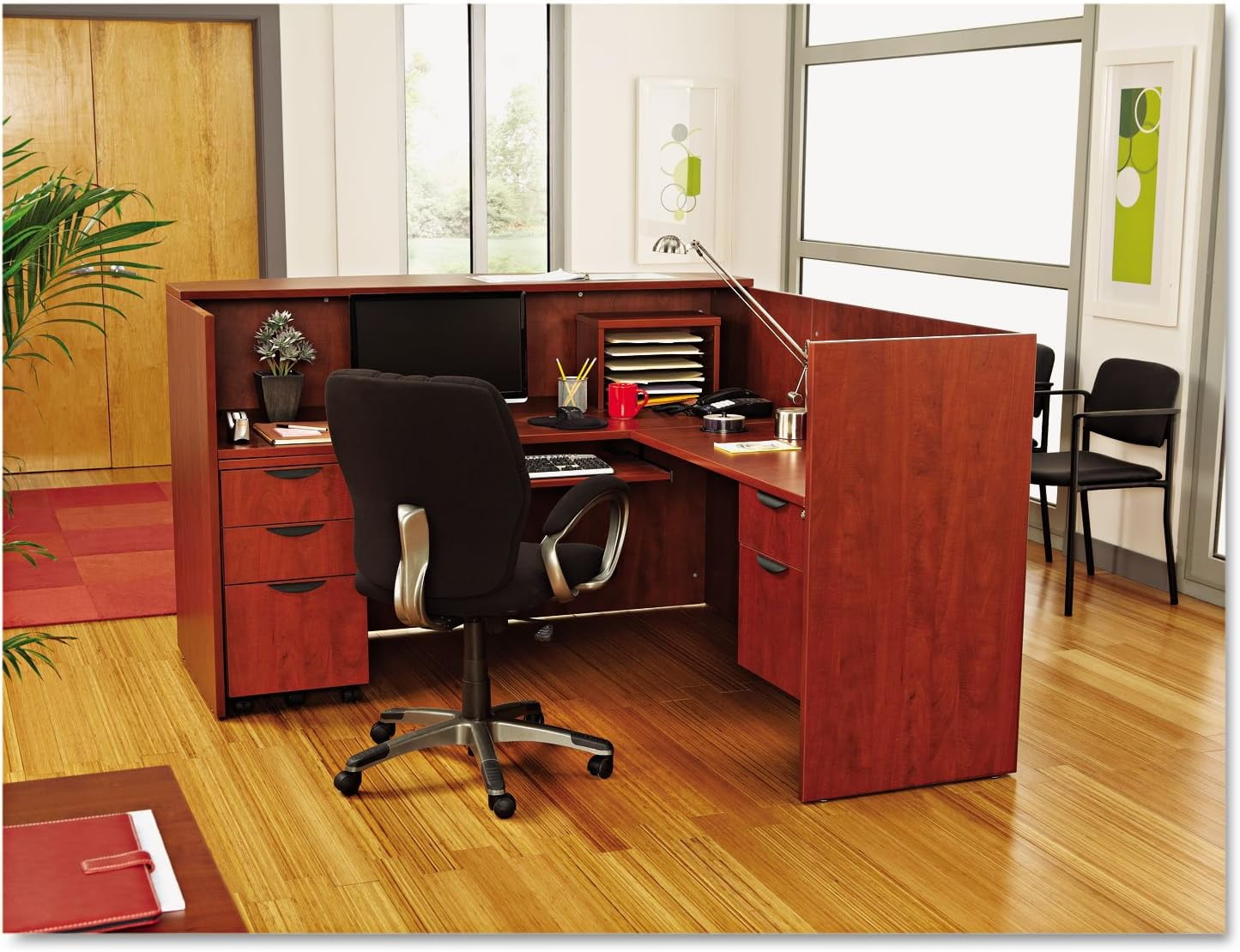 Commercial Grade Reception Desk with Cherry , 71W x 35 1/2D x 42 1/2H ...