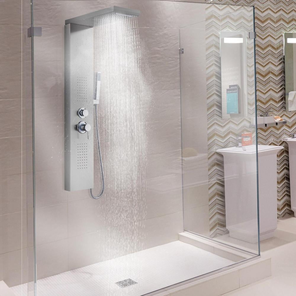 Commercial-Grade Shower Column System with LED Lighting, Handheld Spray ...
